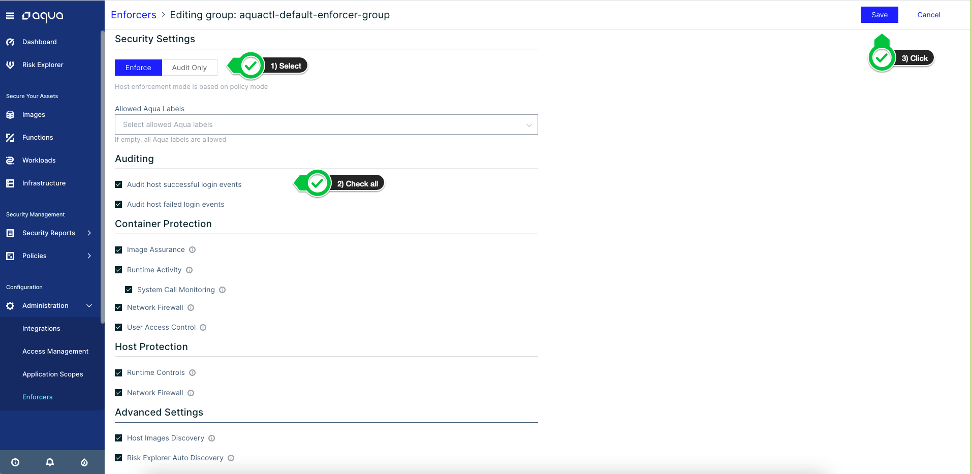 Configuring Enforcers for Aqua Platform :: Aqua Security Workshop